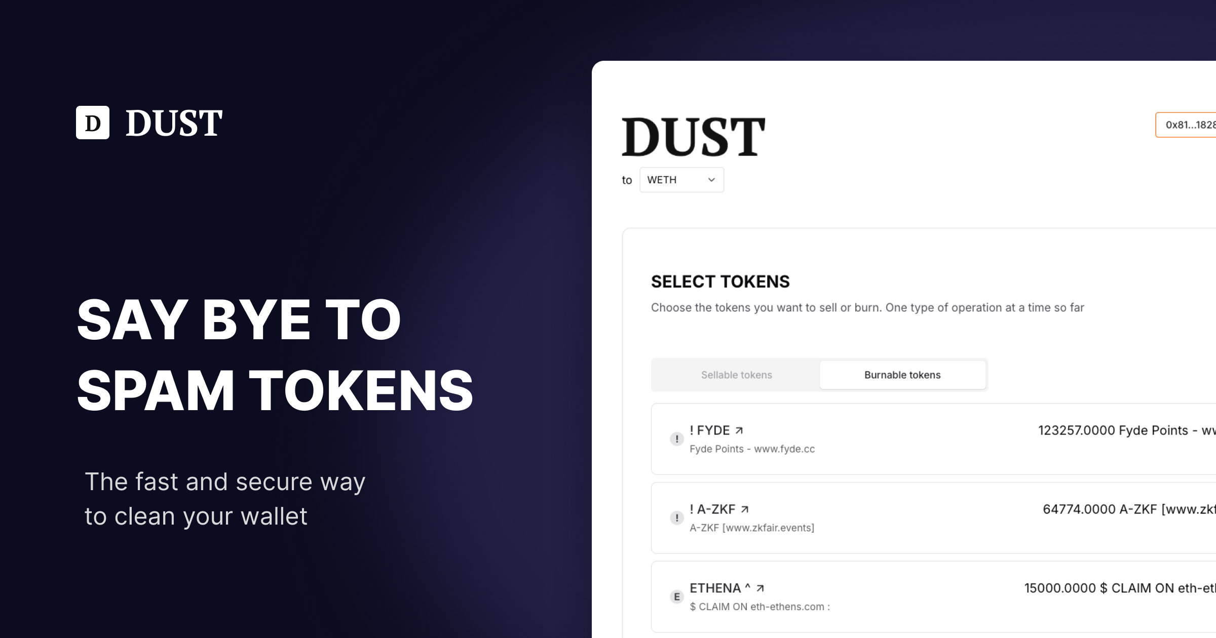 Dust – Remove spam tokens, secure your wallet